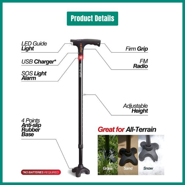 Multi-Functional LED Folding Cane