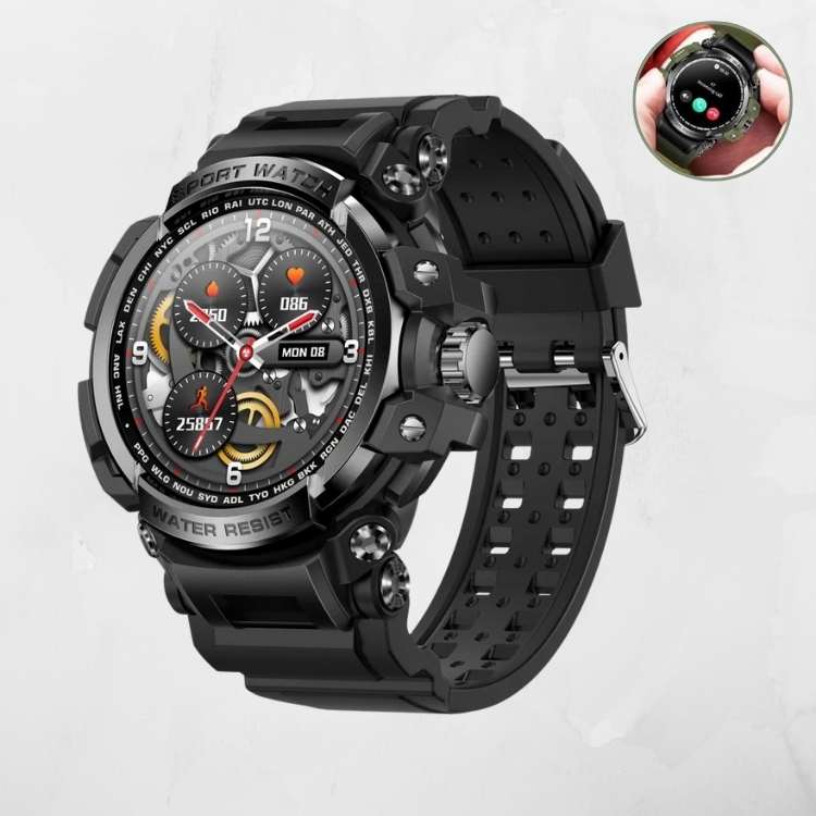 Rugged Outdoor Smartwatch – Waterproof, Bluetooth Calling, Long Batter