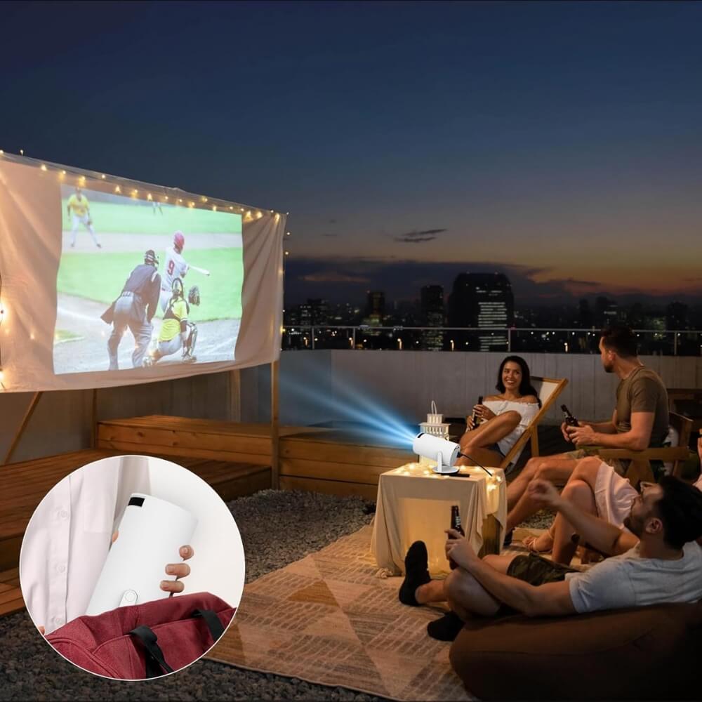 VistaCube Portable Projector – Turn Any Wall Into a 130” 4K Cinema