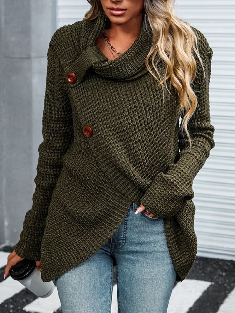 Women's Cowl Neck Textured Cardigan